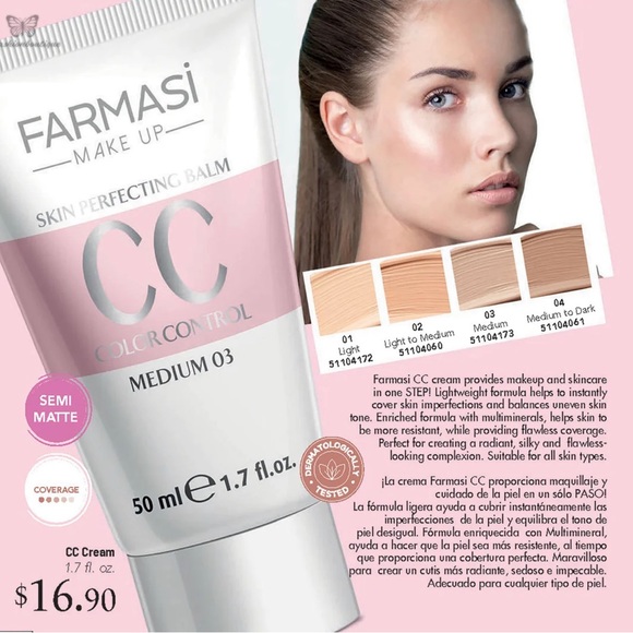 Farmasi | Makeup | 33 New Farmasi Cc Cream 04 Medium To Dark | Poshmark